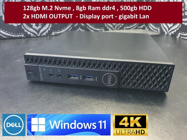 DELL OPTIPLEX 3060 micro - Windows 11 pro 3.10ghz 128 m.2 Nvme 500gb ...