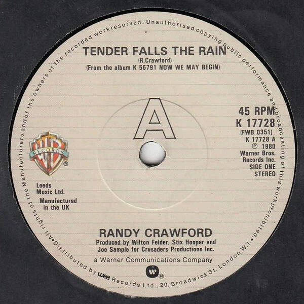 RANDY CRAWFORD - Tender Falls The Rain (Vinyl) EUR 6,68 - PicClick FR