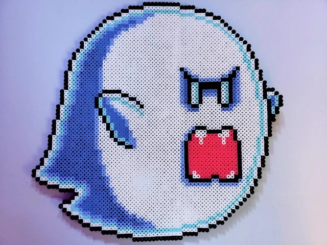 SUPER MARIO WORLD big boo ghost Perler bead pixel art Nintendo snes ...