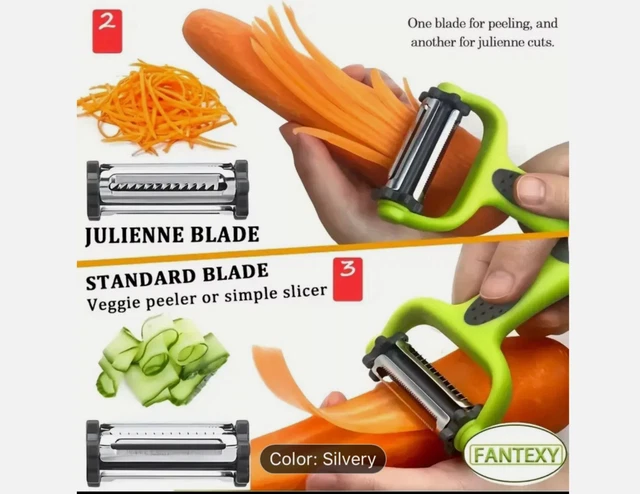 3-IN-1 STAINLESS STEEL Peeler Vegetable Fruit Julienne Slicer Kitchen ...
