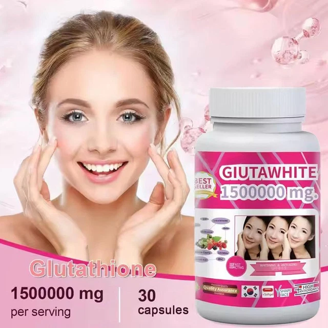 GLUTA WHITE 150000MG. Glutathione SkinWhitening 90 Softgel Capsules ...