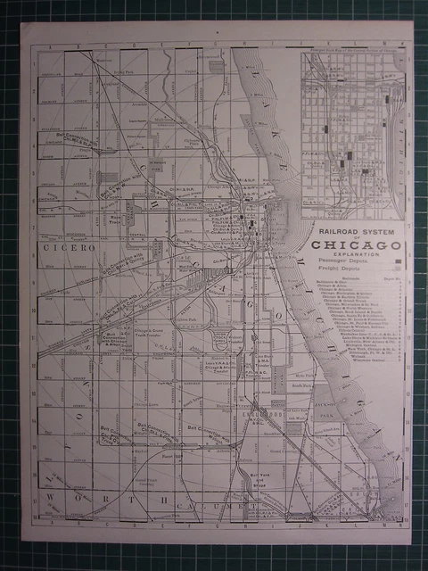 1890 CITTÀ MAPPA / Plan Chicago Ferrovia Sistema Depots ~ Ottimo ...