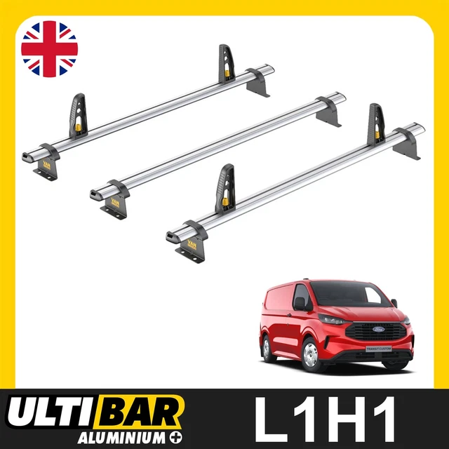 FORD TRANSIT CUSTOM Roof Rack for 2024+ Short (L1) Models 3 Bars Van ...