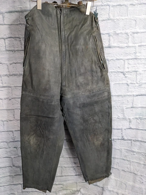 VINTAGE GERMAN LEATHER Aviator Pilot Flight Pants Motorcycle. Striwa #1 ...