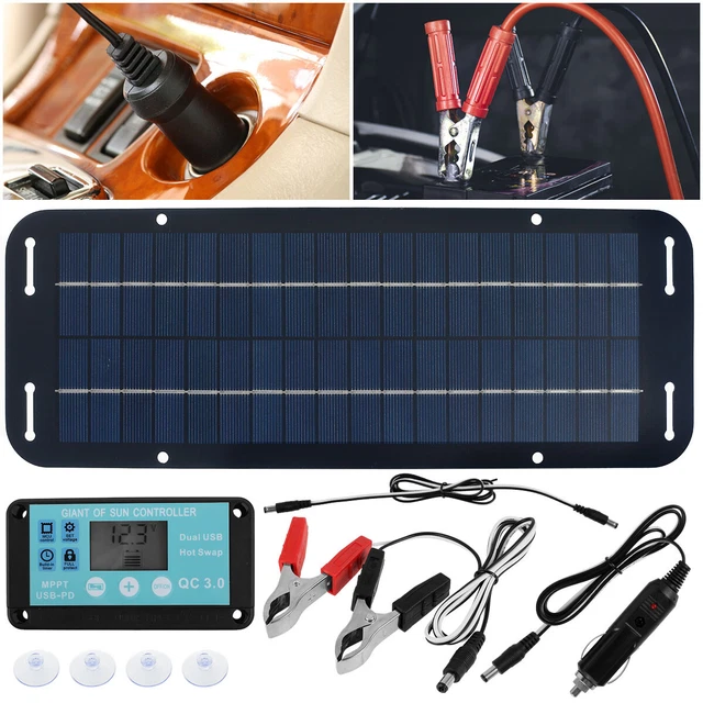PORTABLE SOLAR PANEL Kit Battery Charger Controller For Car Van Caravan ...