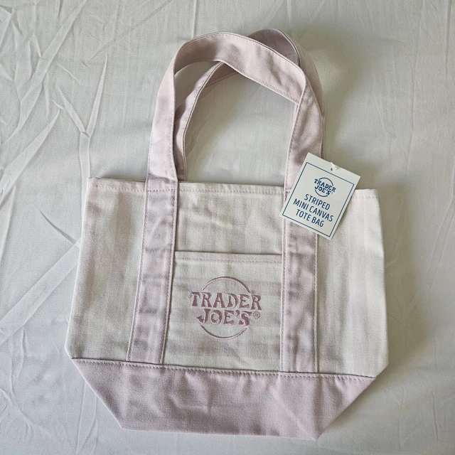 TRADER JOE’S LIMITED Edition 2026 Mini Stripe Canvas Tote Bag Pink ...