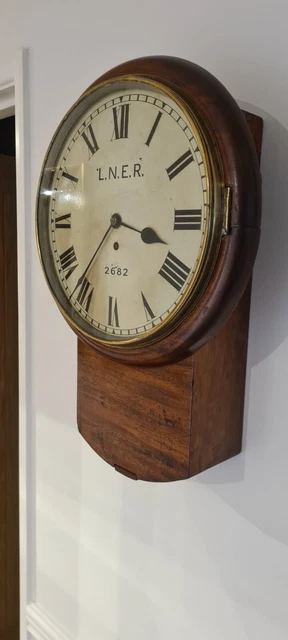 ANTIQUE LNER RAILWAY Mahogany clock 12 inch Drop Dial -Gutlin £350.00 ...