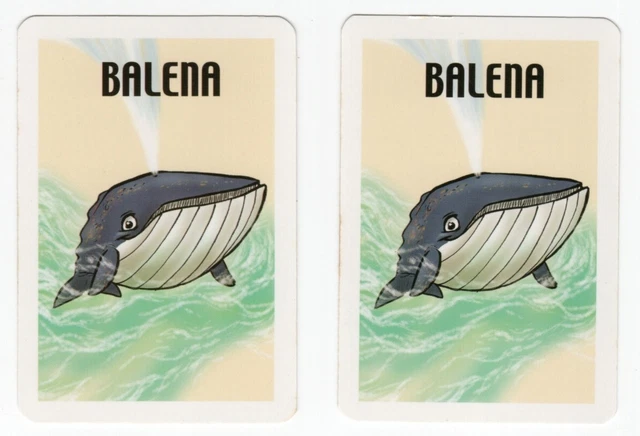 COPPIA CARTA BALENA gioco mercante in fiera formato cm. 9,5x6,5 piccola ...