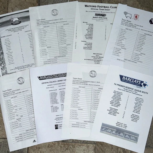 8 X DERBY County Reserve Team Sheets £2.75 - PicClick UK