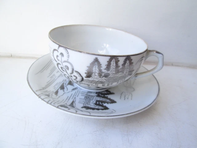 VINTAGE JAPANESE GARDEN Geisha Girl Bottom Tea Cup and Saucer £10.79 ...