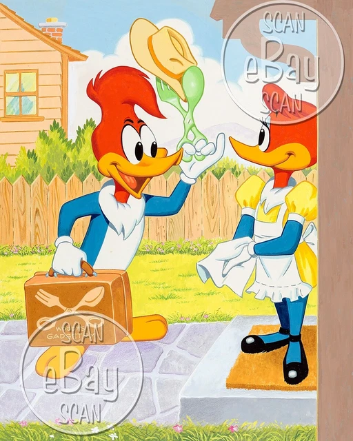 RARE ! PHOTO TV couleur dessin animé Woody Woody Pecker WALTER LANTZ ...