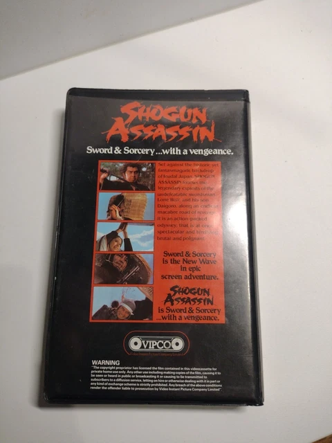 SHOGUN ASSASSIN VHS Vipco Pre Certificate Rare Vintage Cassette Video ...