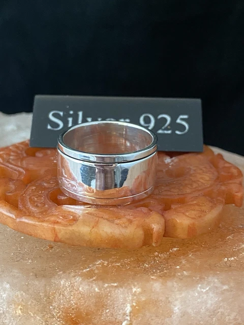 SOLID SILVER WIDE Plain Spinner Ring £45.00 - PicClick UK