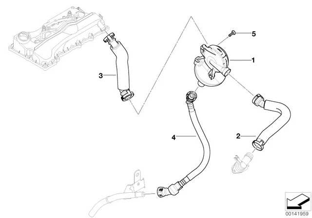 BMW GENUINE CRANKCASE Ventilation Oil Separator Connecting Line ...