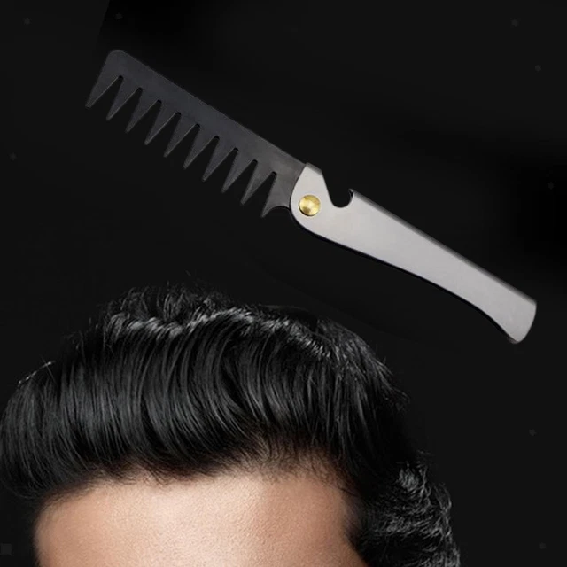 MEN FOLDING OIL Head Comb, Stainless Steel Handle Grooming Hair or ...