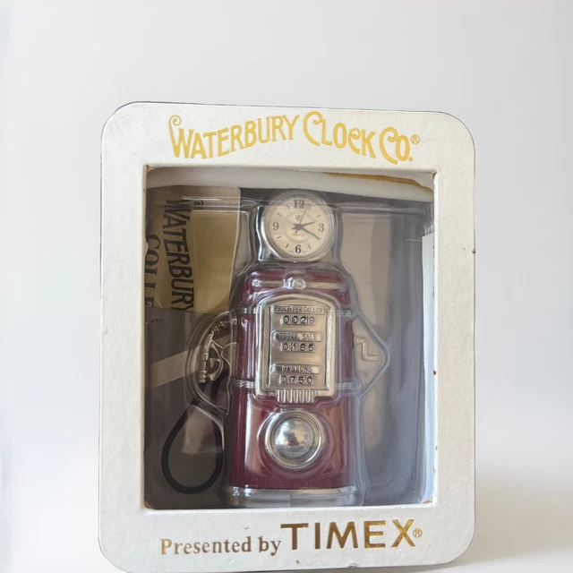 NEW VINTAGE WATERBURY Timex Red Collectible Gas Pump Mini Clock £18.18 ...