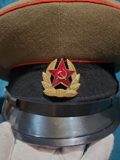 1980S USSR RUSSIAN Soviet Army Conscript Visor Cap Vtg Military Hat ...