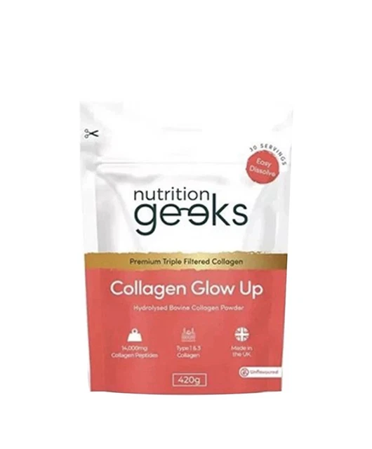 NUTRITION GEEKS COLLAGEN Glow Up Powder 14000mg, 420g, 30 Servings, 2 ...