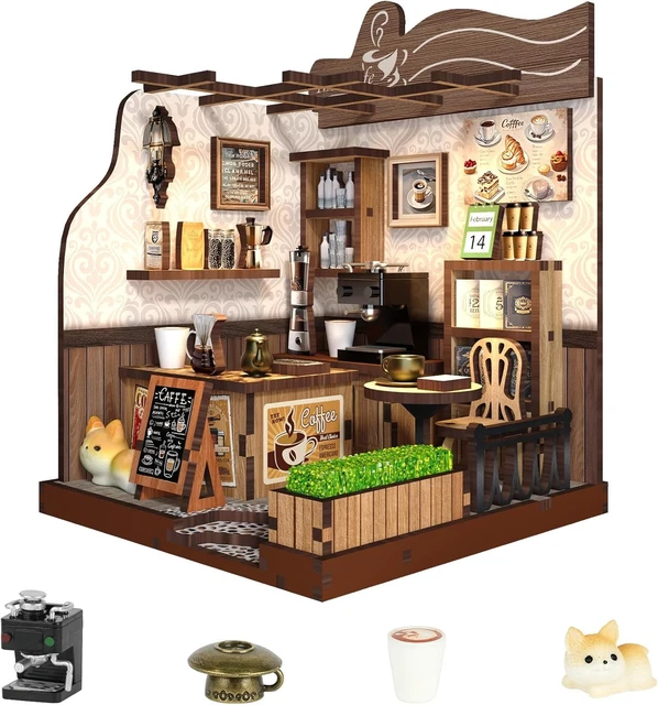DIY MINIATURE HOUSE Kit,Model Kits,Miniature Café,Wooden House Kit for ...