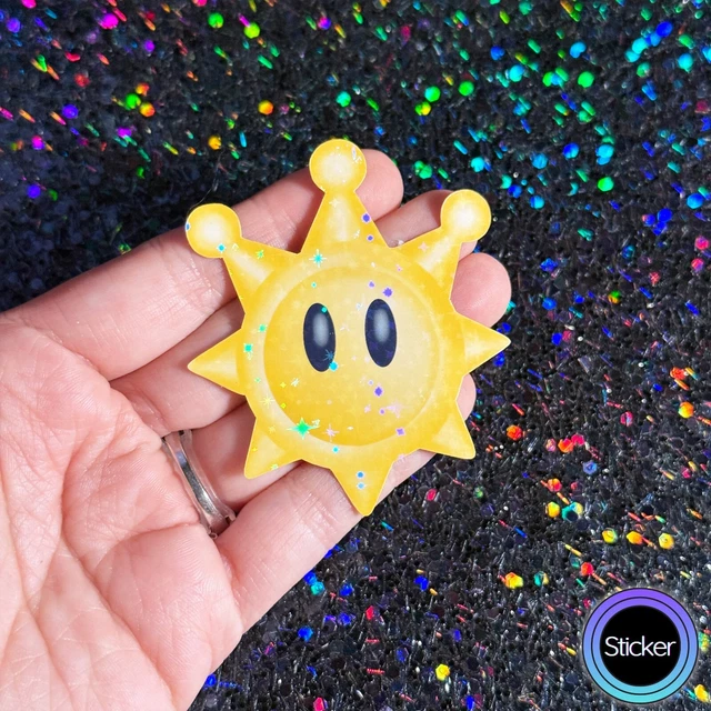 SUPER MARIO STAR Sprite Sticker, Holographic Super Mario Sunshine ...