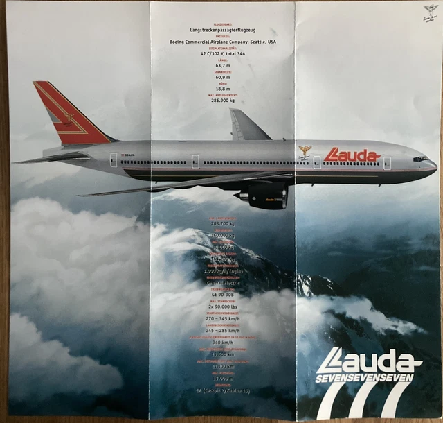 LAUDA AIR B777-200 Intro Promo Brochure Seat Chart 1996 £47.18 ...