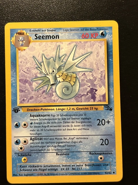 SEEMON FOSSIL - 1. Edition (42/62) Nearmint - Deutsch / Pokémon Karten ...