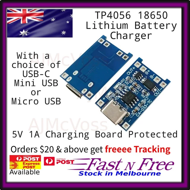 MICRO USB/TYPE-C/MINI 5V1A 18650 TP4056 Lithium Battery Charger Module ...