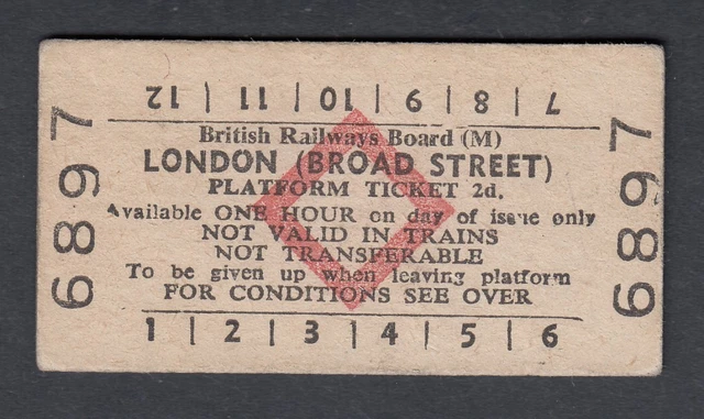 BRITISH RAILWAYS BRB Platform Ticket London (Broad Street) Train ...