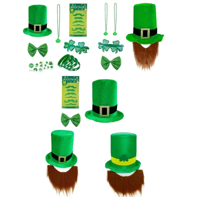 STPATRICK COSTUME SET Shamrock Necklace Hat Irish National Day ...