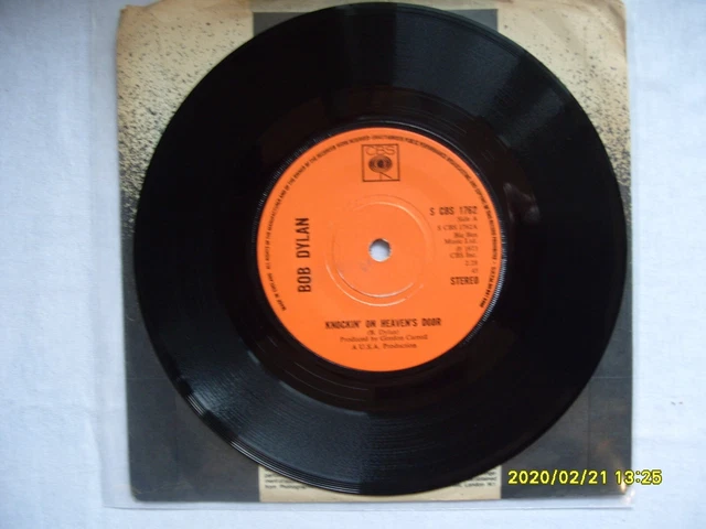 BOB DYLAN KNOCKING On Heavens Door Cbs Records Uk 7" Vinyl Single ...