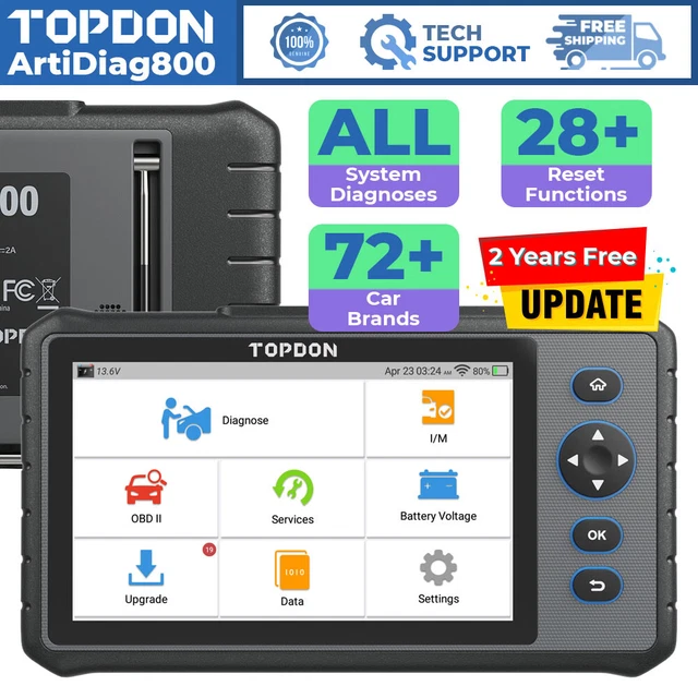 TOPDON ARTIDIAG800 OBD2 Scanner Auto Full System Diagnostic Scan Tool ...