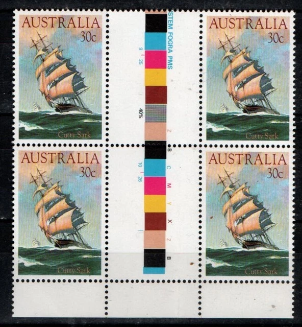 AUSTRALIA 1984 30C Cutty Sark Clipper Ship gutter block of 4 MNH EUR 2 ...
