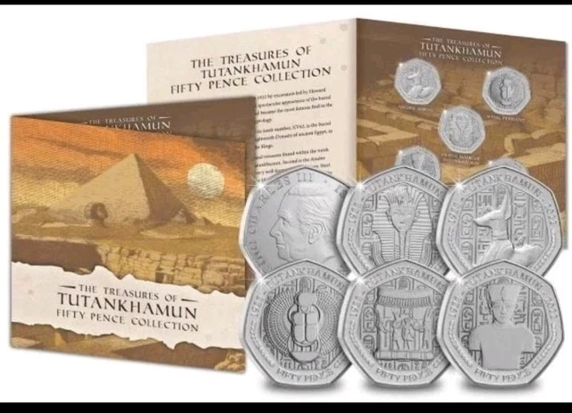 NEW 2023 50P coin set. The Tutankhamun Treasures BUNC 50p Set, Mummy ...
