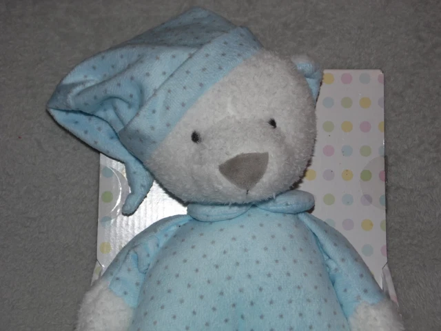 CHAD VALLEY BEAR soft toy NEW blue white teddy spot boxed £14.99 ...