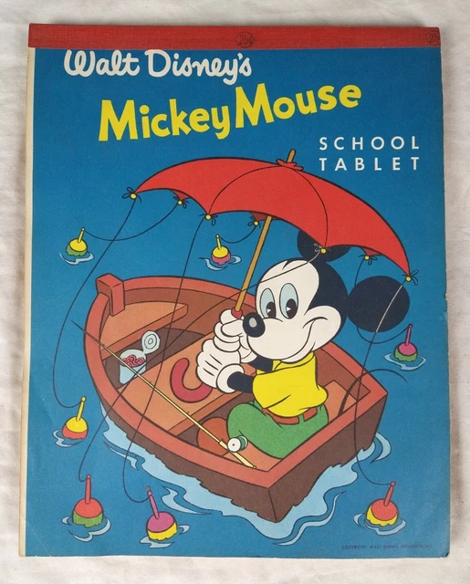 VINTAGE 1960 WALT Disney Mickey Mouse School Tablet Mostly Blank ...