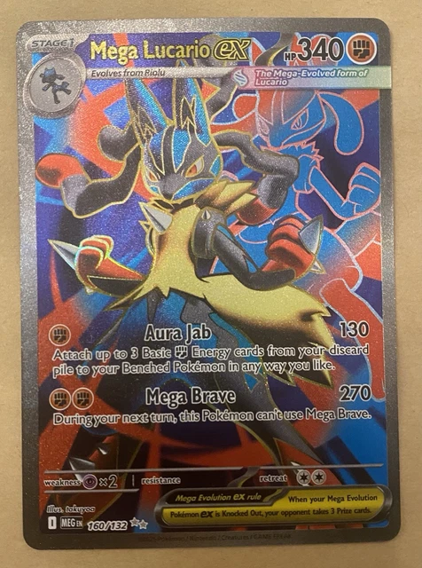 POKÉMON TCG MEGA Lucario ex Mega Evolutions 160/132 Full Art Card M/nm ...