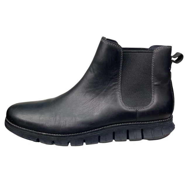 COLE HAAN MEN’S Zerogrand Black Leather Waterproof Chelsea Boot Size US ...