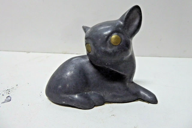 VINTAGE CAST METAL Pewter & Brass Chinese Animal Statue Figurine Cat ...