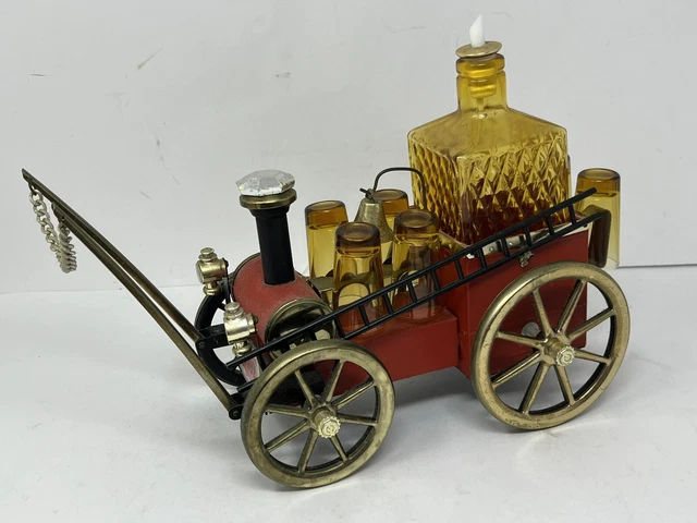 VINTAGE STAGECOACH FD102 Fire Truck Caddy Bar Set Shot Glasses Decanter ...