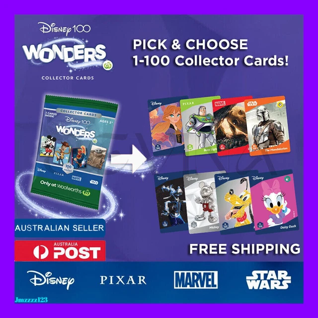 WOOLWORTHS WONDERS DISNEY 100 Collector Trading Cards 2023 Pick Choose ...