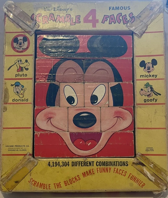 VINTAGE WALT DISNEY’S Scramble 4 Famous Faces Block Puzzle £11.86 ...