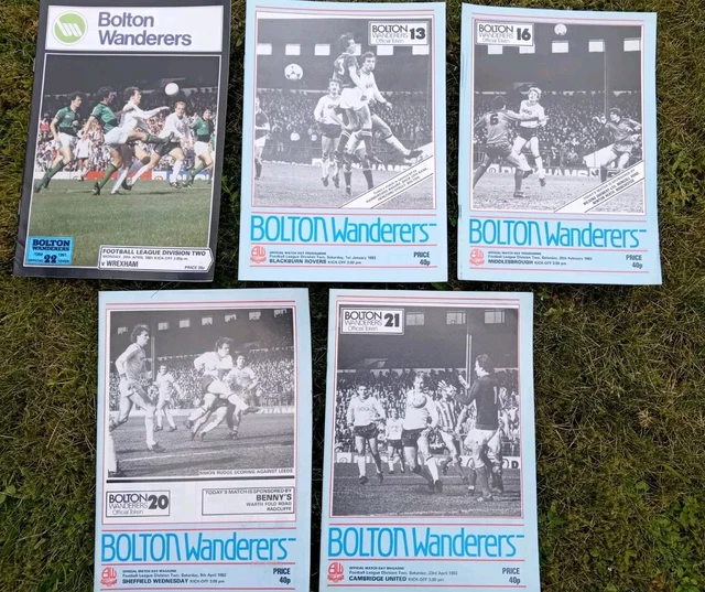 BOLTON WANDERERS FC Job lot of 5 Home Programmes 1981-83 £2.77 ...