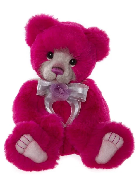 CHARLIE BEARS PAWSTORE Exclusive Astro Jointed Bright Pink Plush Bear £ ...