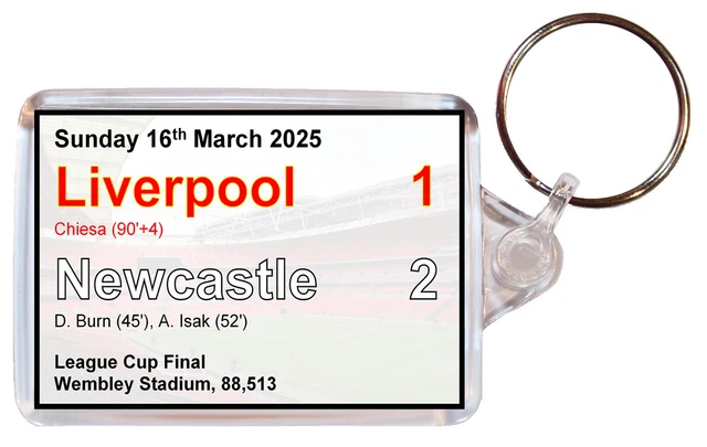 NEWCASTLE UTD LEAGUE Cup Final Winners Scoreboard Double Sided Keyring ...