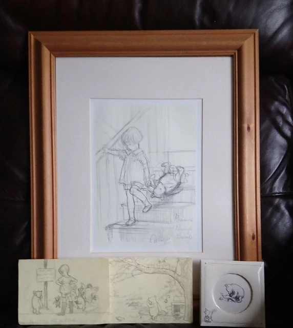 WINNIE THE POOH Bump Bump Bump Pencil Sketch Print, Postcards and ...