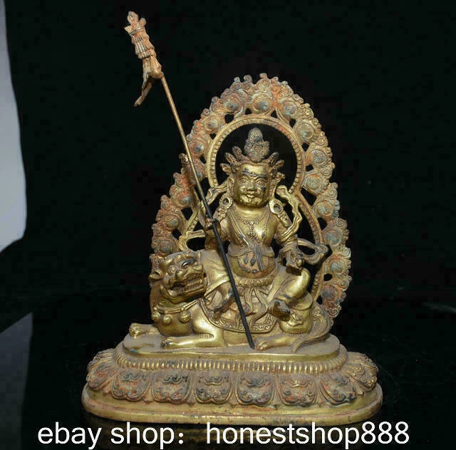 8.4& OLD TIBET Copper Gold Vaishravana On Lion Protector Deity Buddha ... 8.4& OLD TIBET Copper Gold Vaishravana On Lion Protector Deity Buddha ...