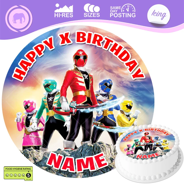 POWER RANGERS CAKE Topper Decoration Round Circle Personalised Edible ...