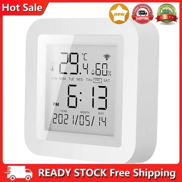 WIFI TEMPERATURE AND Humidity Sensor White Smart Thermometer Hygrometer ...
