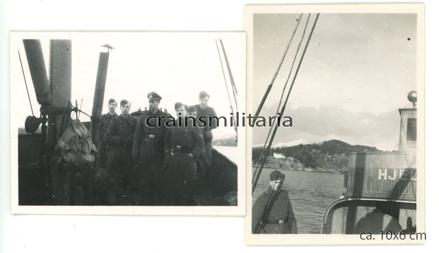 2X ORIG. FOTO 269.ID Soldaten mit Fähre nach FJELL Sotra b. Bergen ...