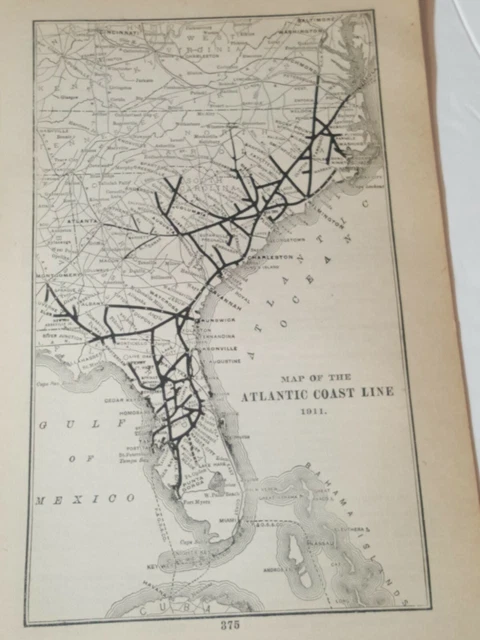 ORIGINAL 1911 RAILROAD map ATLANTIC COAST LINE report 20 pages NC SC GA ...